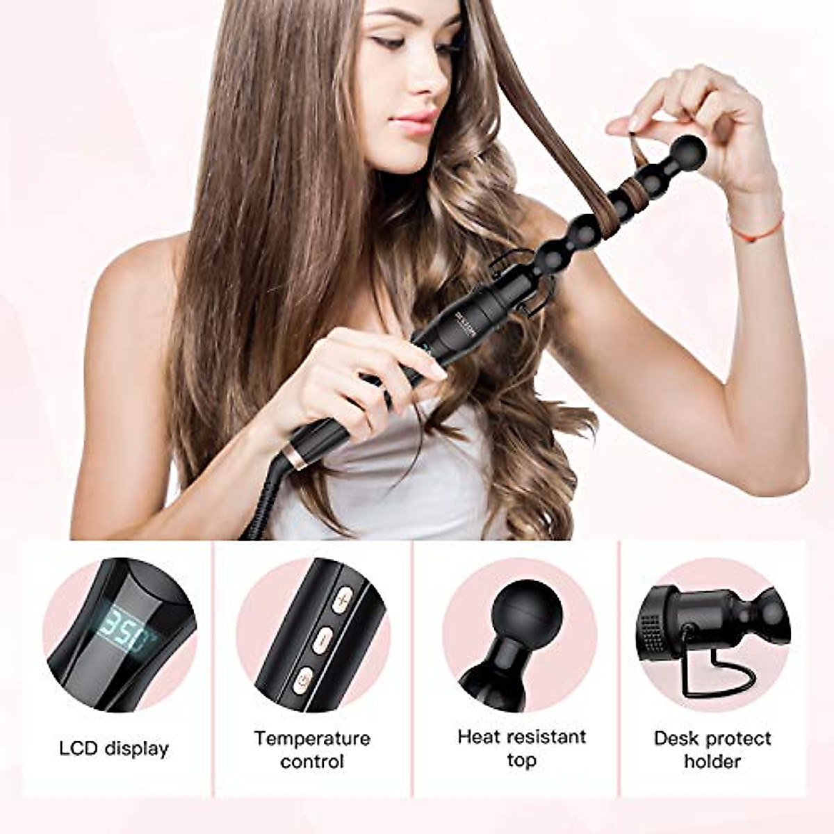 6 in 1 Curling Iron Set - BESTOPE PRO Curling Wand Iron with Interchangeable Barrels, 0.35”-1.25” Hair Curler Wand for Hairstyle, Instant Heat Up for All Hair Types (9 Piece Set)