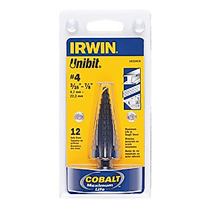 IRWIN Step Drill Bit, 3/16-Inch to 7/8-Inch, Cobalt Alloy Steel, 3/8-Inch Shank (10234CB)