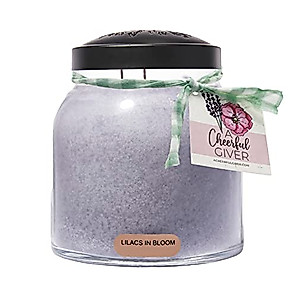 A Cheerful Giver — Lilacs In Bloom - 34oz Papa Scented Candle Jar with Lid - Keepers of the Light - 155 Hours of Burn Time, Gift Candle, Violet