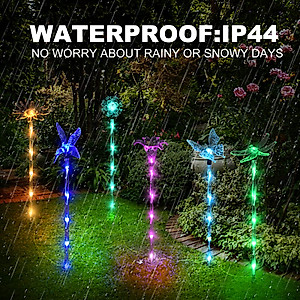 Set of 6 Arcylic Solar Lights for Outside, Garden Decorations Powered Pathway Outdoor Waterproof Ornaments Yard, Patio Plant Pot, Flower Bed, Home Decoration (8 Modes)