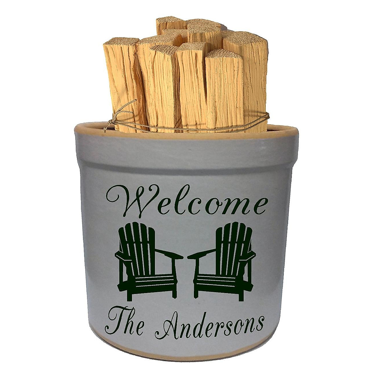 3 Gallon Personalized Stoneware Crock - Adirondack Welcome