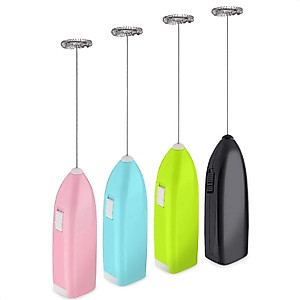 4Pcs Electric Milk Frother Handheld Mixer - Mini Kitchen Stainless Steel Milk Frother Electric Frother Handheld Battery Operated Coffee Maker - Egg Whisk Milk Foamer for Coffee Mini Frother for Coffee