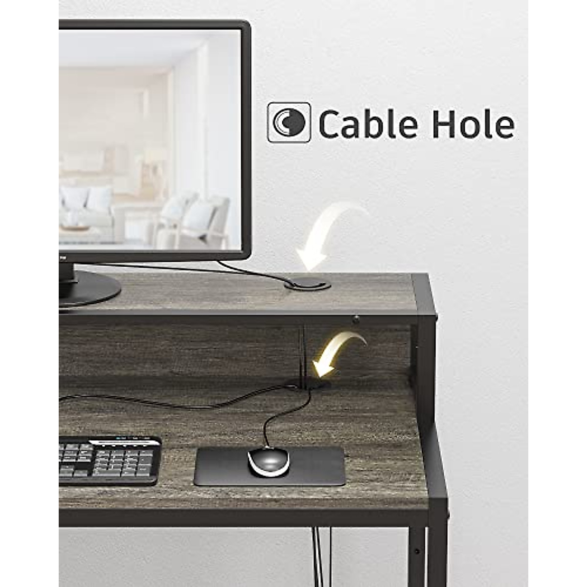 Teraves Computer Desk with 5 Tier Shelves,Reversible Writing Desk with Storage 49 Inch Study Table for Home Office Independent Bookcase and Desk for Multiple Scenes (Desk+Shelves, BOAK)