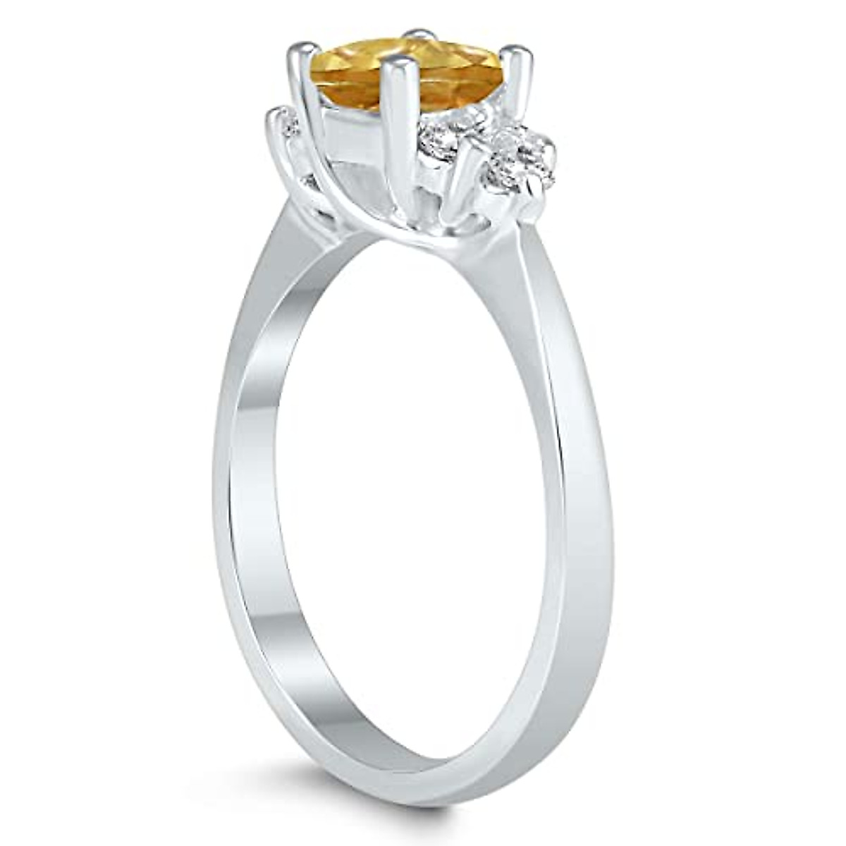 Princess Cut 5X5MM Citrine and Diamond Duchess Ring in 10K White Gold