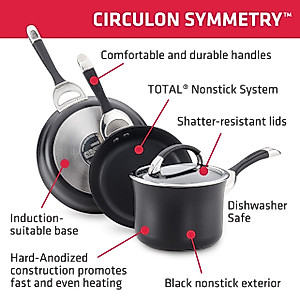 Circulon Symmetry Hard Anodized Nonstick Frying Pan Set / Skillet Set - 10 Inch and 12 Inch, Black
