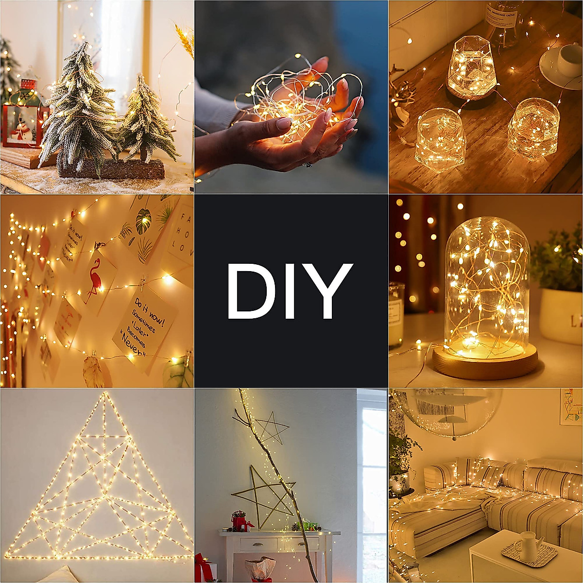 Whalegend Outdoor Lights 2 Pack 33ft 100LED Battery Powered Copper Wire String Lights 8 Modes with Remote Control for Bedroom Christmas Party Home Wedding Decorations Garden Indoor Decor Warm White