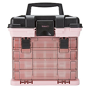 Pink Tool Box – Durable Tackle Box Organizer with 4 Compartments for Hardware, Fishing Tackle, Beads, Hair Accessories and More by Stalwart