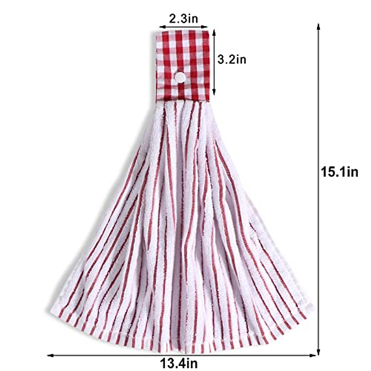 2 Pack Hanging Tie Towels, 100% Cotton Hanging Hand Towels Super Absorbent Cotton Towels for Kitchen, Red Stripe