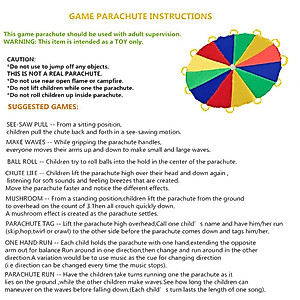 Sonyabecca Parachute 10 Feet for Kids with 12 Handles Play Parachute for 8 12 Kids Tent Cooperative Games Birthday Gift