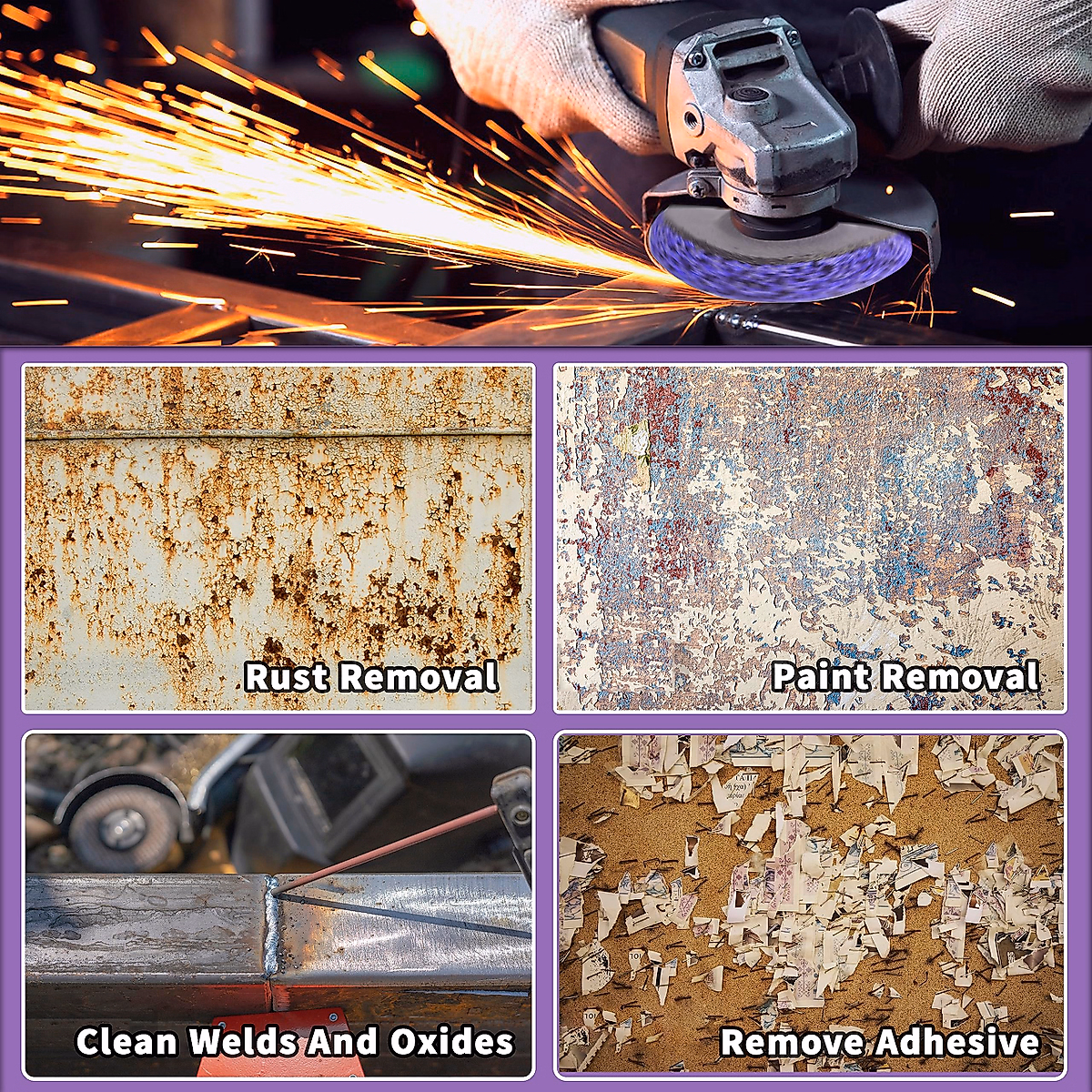 12Pcs Strip Discs Stripping Wheel, 4-1/2"x 7/8" Inch Stripping Wheel for Angle Grinder Clean and Remove Paint Coating Rust Welds Oxidation