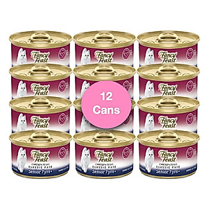 Fancy Feast High Protein Senior Gravy Wet Cat Food, Chicken Feast Classic Paté Senior 7+ Pack of 12 Cans (3 oz.) with Healthier Paws Sticker