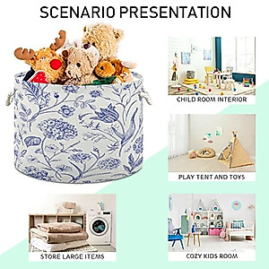 Kigai Cotton Rope Basket Toile Pattern Large Storage Basket for Toys Blanket Baby Laundry Basket for Nursery, Closet, Bedroom, Home Organization