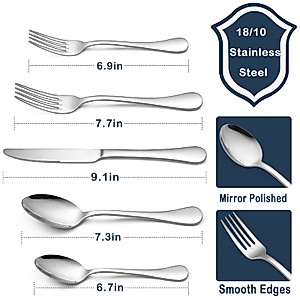 HaWare Silverware Set, 40-Piece 18/10 Stainless Steel Flatware Set Service for 8, Luxury Cutlery Set with Ultra Sharp Serrated Knife, Modern Eating Utensil Include Knife Fork Spoon, Dishwasher Safe