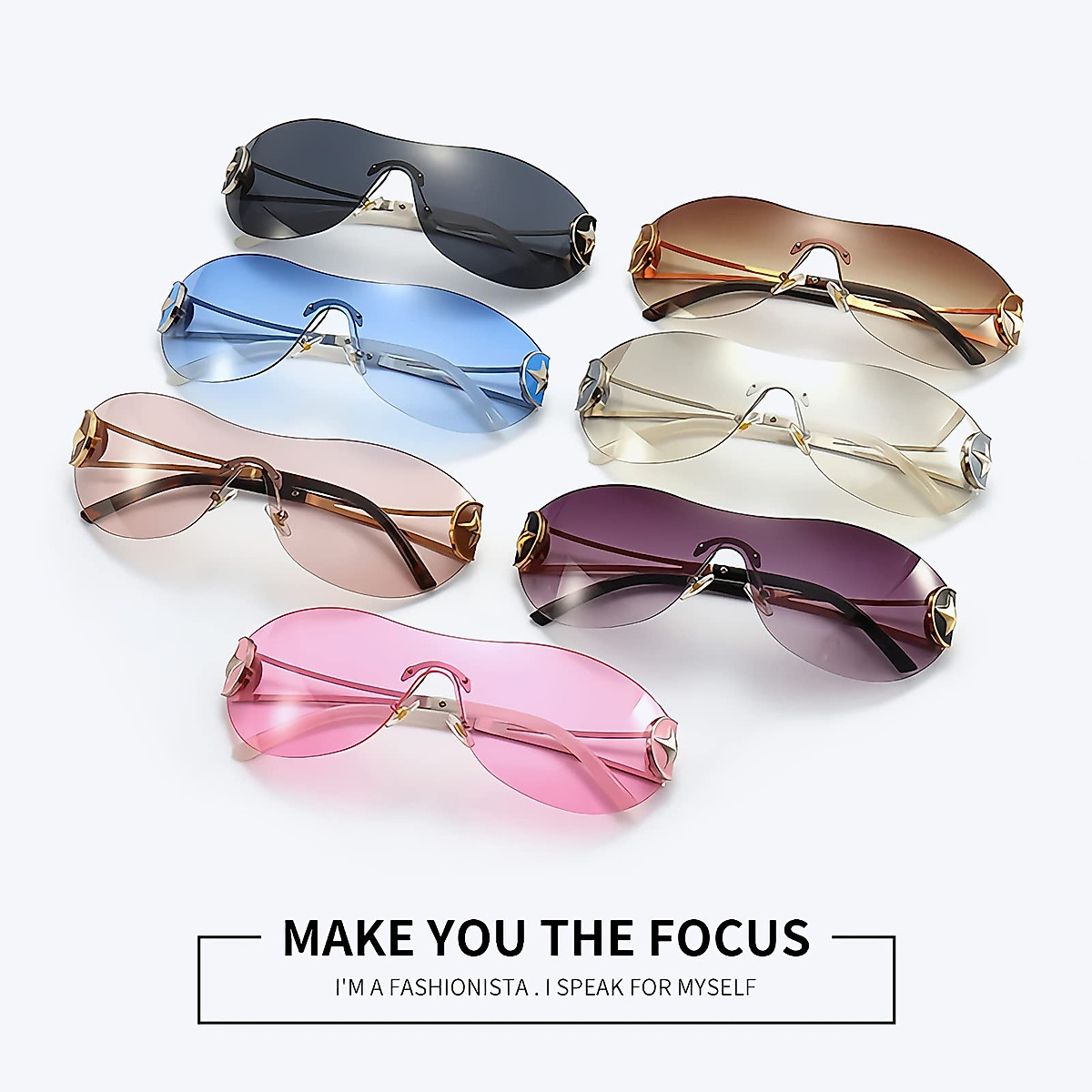 Futuristic Y2K Sunglasses for Women Men,Rimless Sunglasses Fashion Oversized Sun Glasses Shield Wrap Around Sunglasses (Silver/Silver)