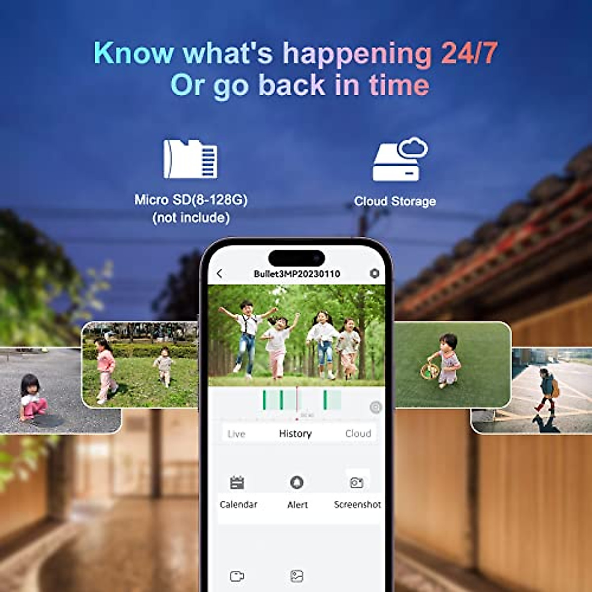 SV3C Security Camera Outdoor, 2K Surveillance Bullet Outdoor WiFi Camera with Motion Alert and FloodLight, IP Camera Outdoor with Alexa, ONVIF, 2.4Ghz, 2-Way Audio, Cloud & SD Card