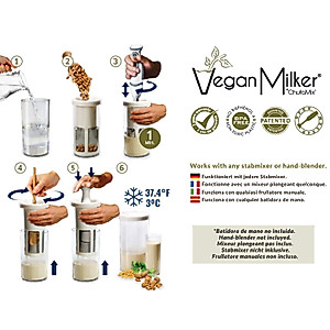 Vegan Milker by Chufamix, kitchen tool to make Plant Milks (soy, rice, oats & nut milk maker) or Coffee (from whole beans). Made in Europe. Recipe E-Book