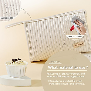 GMELOV Small Compact Large Capacity Makeup Bag Cute Aesthetic Cosmetic Bags for Travel Essentials Organizer Waterproof Soft Leather Makeup Bag Zipper Pouch Portable Toiletry Bag for Women