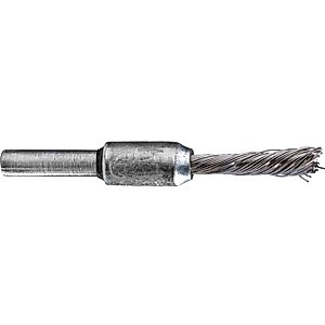 PFERD 83285 Singletwist Stem Mounted Power Knot End Brush with Coated Cup, Round Shank, Stainless Steel Bristles, 1/4" Diameter, 0.020" Wire Size, 2-3/4" Length, 20000 Maximum RPM, 1/4" Shank Diameter