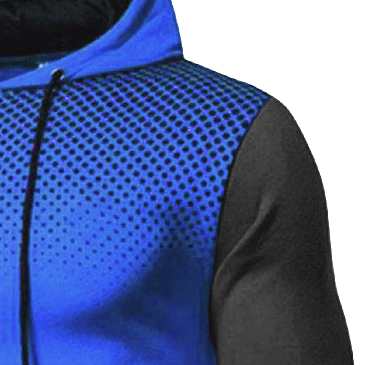 Maiyifu-GJ Men Full Zip Polka Dot Hoodies Casual Slim Fit Gym Hooded Sweatshirt Long Sleeve Sports Hoodie With Kanga Pocket (Blue,Large)