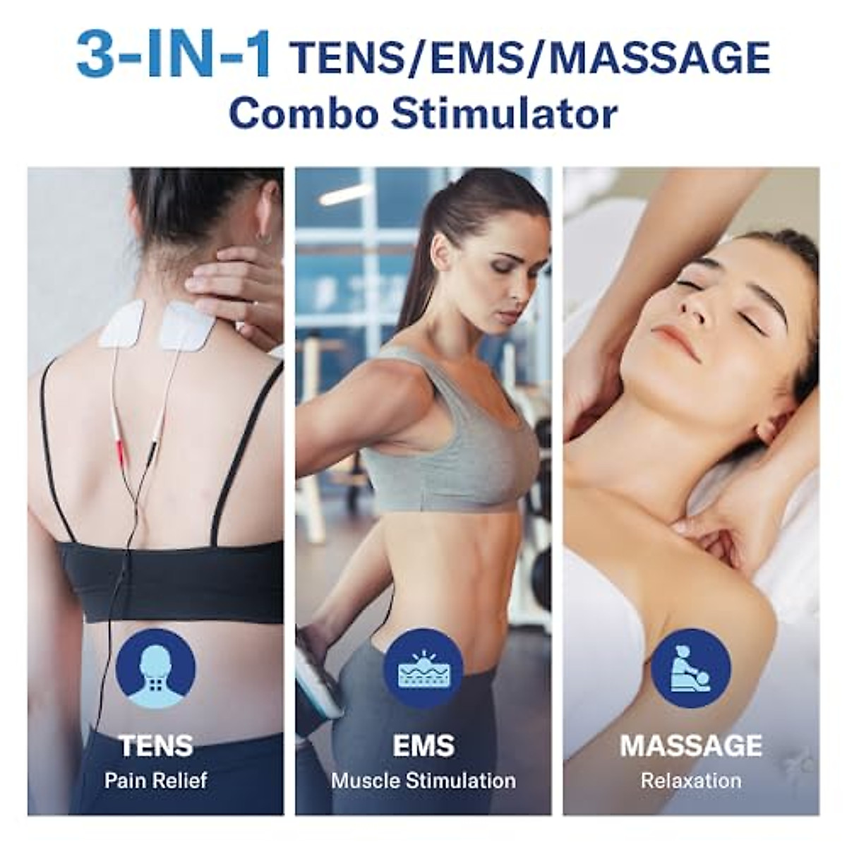 Alcedo TENS Unit + EMS Combination Machine Muscle Stimulator for Pain Relief, Electric Rechargeable Pulse Massager with 41 Modes for Back/Neck Pain Therapy, HSA FSA Eligible