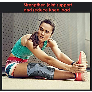 FOKULUNDA Knee Support Belt Sleeves Brace Sports Fitness Knee Pads with Side Stabilizers for Women Men Workout Running Joint Pain Relief Injury Recovery (Black, Medium)