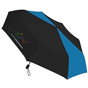 GREG NORMAN Mini Rain Umbrella, Automatic Folding Umbrella, Windproof, Lightweight and Packable for Travel, Full 42 Inch Arc, Black/Blue