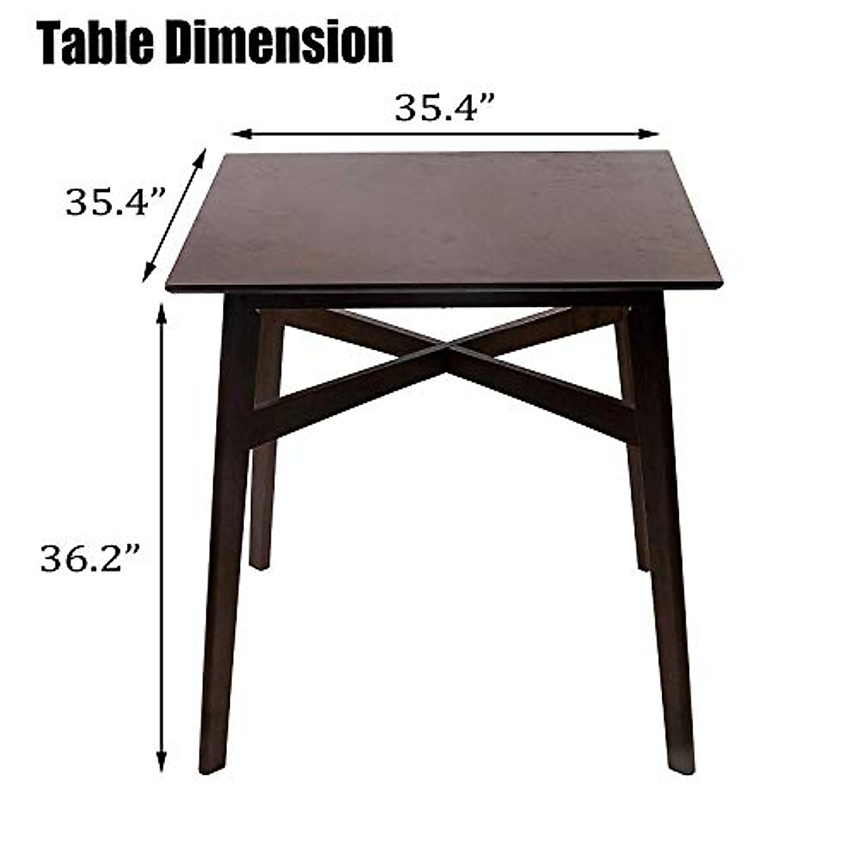 KARMAS PRODUCT Square 4-Person Wood Dining Table for Kitchen Modern Home Furniture Espresso (Table)