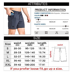 BROKIG Men's Lightweight Gym Shorts,Bodybuilding Quick Dry Running Athletic Workout Shorts for Men with Pockets(Dark Grey, Large)