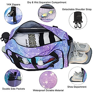 Hp hope Gym Bag for Women, Weekender Bag 34L Carry on Bag for Women, Overnight Bag with Wet Pocket and Shoes Compartment for Women, Travel, Gym, Yoga (Purple)