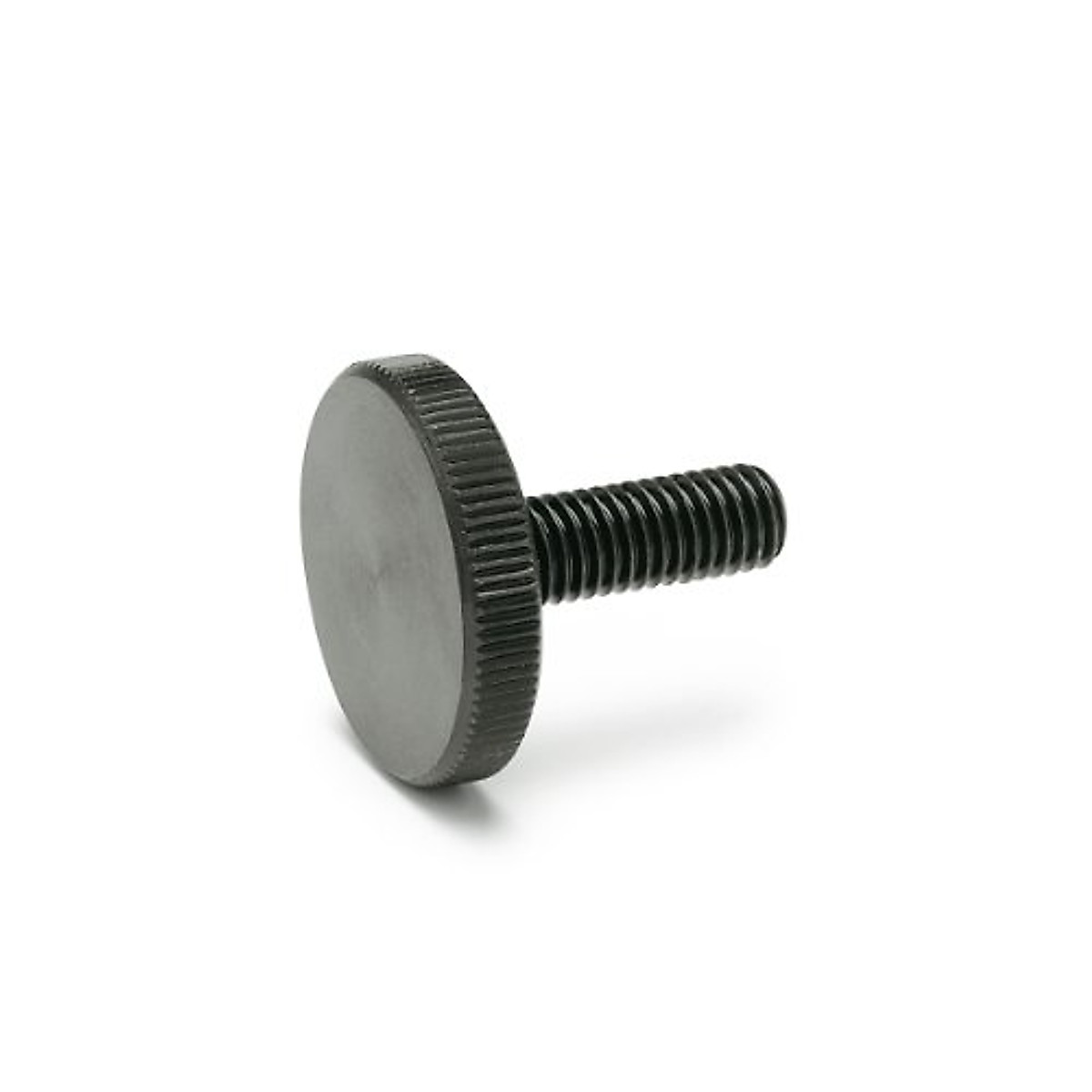 12L14 Steel Thumb Screw, Black Oxide Finish, Knurled Head, Meets DIN 653, 20mm Length, Fully Threaded, M5-0.8 Metric Coarse Threads, Imported