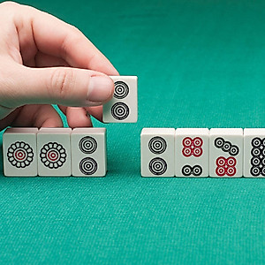 Bavokon Professional Chinese Mahjong Set,Mah Jong Set with Portable Long Mahjong Box,144 Numbered Melamine Large Size Tile with Carrying Travel Case,Complete Mahjong Game Set for Home Entertainment