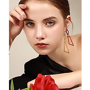 Chargances Bohemia Fashion Women Red Earrings Geometric Drop Earring Elegant and Simple Earrings Jewelry for Women