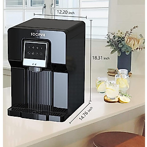 SOOPYK Countertop Bottleless Water Cooler Dispenser with Ice Maker with Water Line 18LBS Daily Capacity (Without Filter)