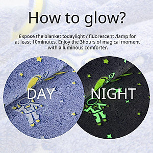 HOMBYS Glow in The Dark Comforter Set 5 Piece Twin/Twin XL with Sheets, Blue Space Astronauts Velvet Bedding Comforter Sets, Ultra Soft Down Alternative Comforter for Boys Kids, Bed in a Bag