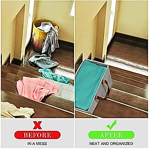 YOFU Stair Baskets for carpeted stairs and Wooden Stairs, Stair Basket with Handles, Basket Storage Organizer for Keeping Stairway Clean, Baskets for Stairsteps(Natural Beige)