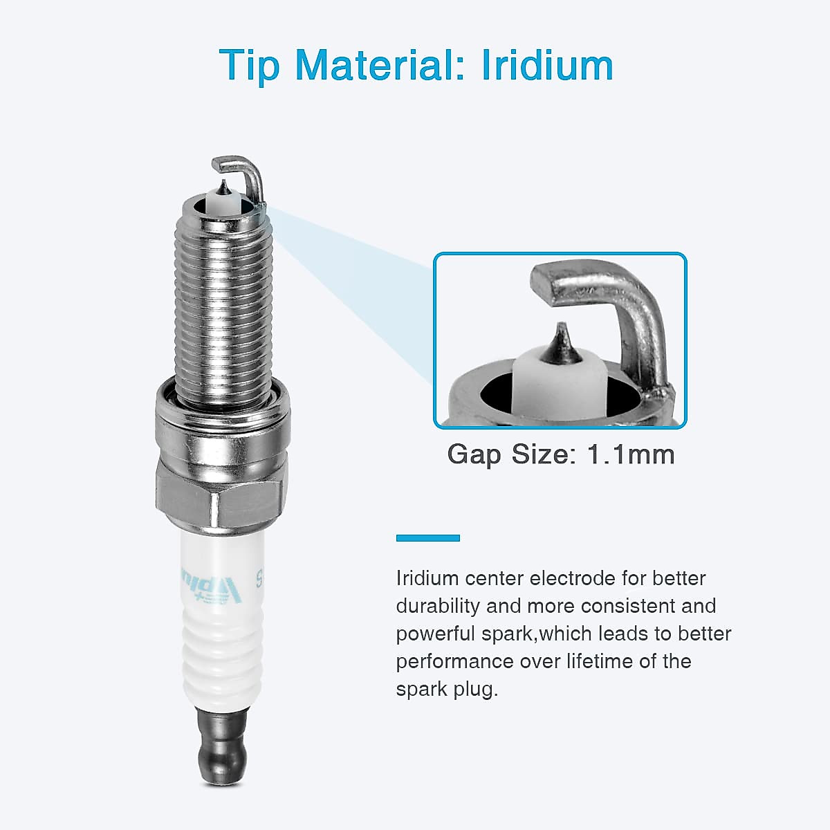 Vplus Iridium Spark Plug 4pcs 93175 LKR7DIX-11S Compatible with Hyundai Santa fe Sport 2018, 2012 Kia Soul,2015 Honda Civic Si 1.8L 2.4L 3.0L 3.3L 3.5L 3.6L 3.8L L4 V6 Engine