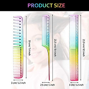 3 Pieces Fine Tooth Comb for Woman Rat Tail Comb Styling Salon Hair Comb Anti Static Heat Resistant Hairdressing Comb Fine Teeth Hair Comb for Back Combing, Root Teasing