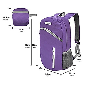BEMYGREENBAG Waterproof foldable backpack lightweight packable bag for outdoor sport swimming kayaking Wet and Dry separated camping foldable backpack (Purple)