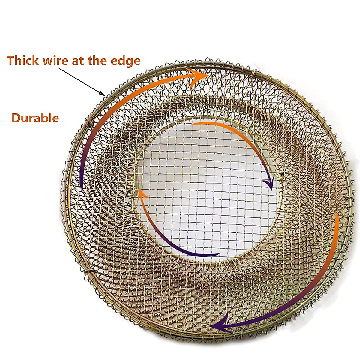 Egg Basket, Wire Storage Basket, Collapsible Metal Hanging Basket Empty Christmas Gift Basket With Handles Basket For Easter Eggs Candy Decorative Basket (Round)