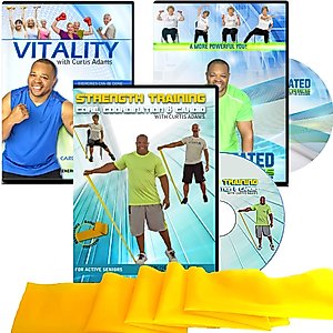 Exercise for Seniors DVD Program- 3 Senior exercise DVDs + Resistance Band. Demonstrated both as standing and chair exercise you choose what is best for you. Fun, easy to follow, go at your own pace.