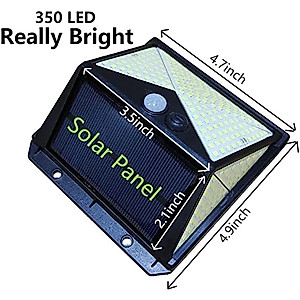 Cueplo 350 LED Solar Lights Outdoor,2 Pack IP65 Waterproof,Motion Sensor Solar Lights,Solar Powered Wall Lights Provide Eco-Friendly High-Brightness Lighting for Yard Garage Fence Garden