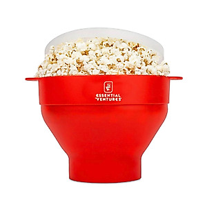 Popcorn Popper - Silicone Microwave Collapsible Popcorn Popper - Red Popcorn Popper Bowl - Christmas Popcorn Gift