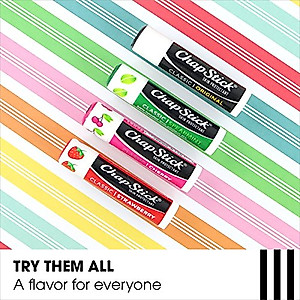 ChapStick Classic (1 Box of 12 Sticks, 12 Total Sticks, Strawberry Flavor) Skin Protectant Flavored Lip Balm Tube, 0.15 Ounce Each
