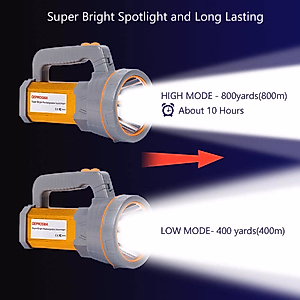 GEPROSMA Multi Functions Rechargeable Flashlight High Lumens,Handheld Spotlight LED 6000 Lumens Super Bright, Large Battery 10000 Long Lasting Powerful Searchlight Plus Side Lantern,Home Outdoor