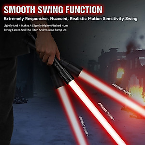 Light Saber with Motion Control, Heavy Dueling Lightsaber Smooth Swing 12 RGB Colors, 16 Fonts Sound Light Sabers Sword, Hilt Fx Lightsabers for Adults Kids Christmas Cosplay Gift Black E28