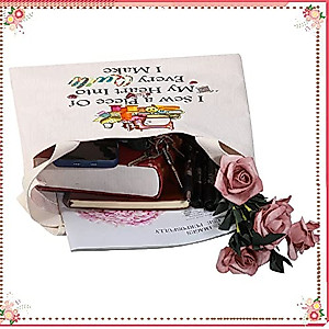 JYTAPP Sewing Gift Quilter Gift I Sew My Heart Into Every Quilt Tote Bag Sewing Accessories Bag For Quilter Sewing Lover Gift