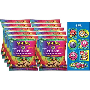 Annie's Organic Friends Bunny Grahams, 1.25 oz (Pack of 10) with By The Cup Stickers