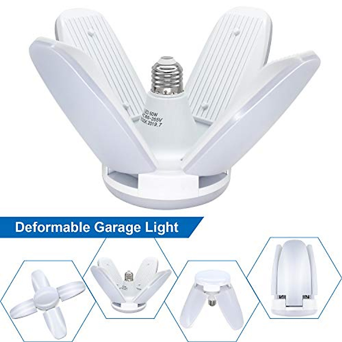 LED Garage Lights,Exulight 60W Led Garage Ceiling Light 6000LM Daylight,Deformable Light Bulbs 60 Watt Work Light,E26/E27 Shop Lights for Garage Barn Warehouse Workshop Lighting