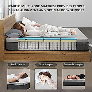 SEMIELO Queen Mattress, 10 Inch Memory Foam Hybrid Mattress/CertiPUR-US Certified/Bed in a Box/Pressure Relieving/Bamboo Charcoal Cover, Medium Firm Innerspring Mattress with Pocket Springs