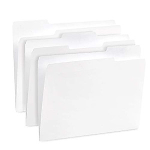 Blue Summit Supplies 100 White File Folders, 1/3 Cut Tab with Assorted Positions, Letter Size, Great for Organizing and Easy File Storage, 100 Pack